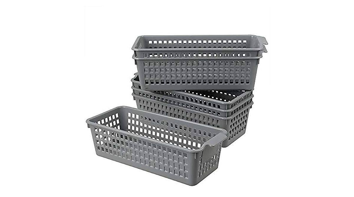 Doryh Slim Grey Basket Trays - 6-Pack Organizer