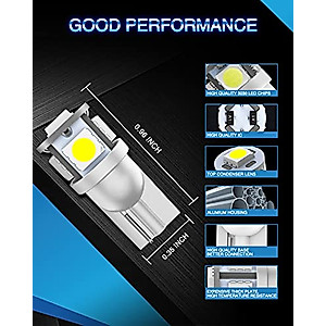 Marsauto 194 LED Bulbs 168 T10 2825 5SMD LED Bulbs Car Dome Map License Plate Lights Lamp White 12V (Pack of 2)