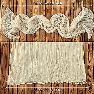 Cheesecloth Table Runner Wedding Table Runner Vintage Gauze Table Runner Boho Tablecloth, 35 x 120 Inch (Beige, 12 Pcs)