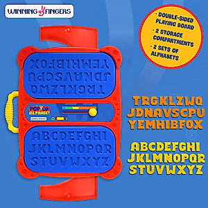 Winning Fingers Pop Up Board Game 2-Player | Preschool Game with Alphabet Puzzle Pieces | Educational Learning Toy for Toddler and Kids Ages 3+