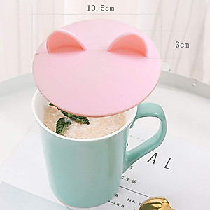 4Pack Cute Cat Ear Cup Lid Cover, JCSMARTEC Silicone Creative Anti-Dust Rubber Airtight Seal Suction Cap for Drink Glass Coffee Mug Can