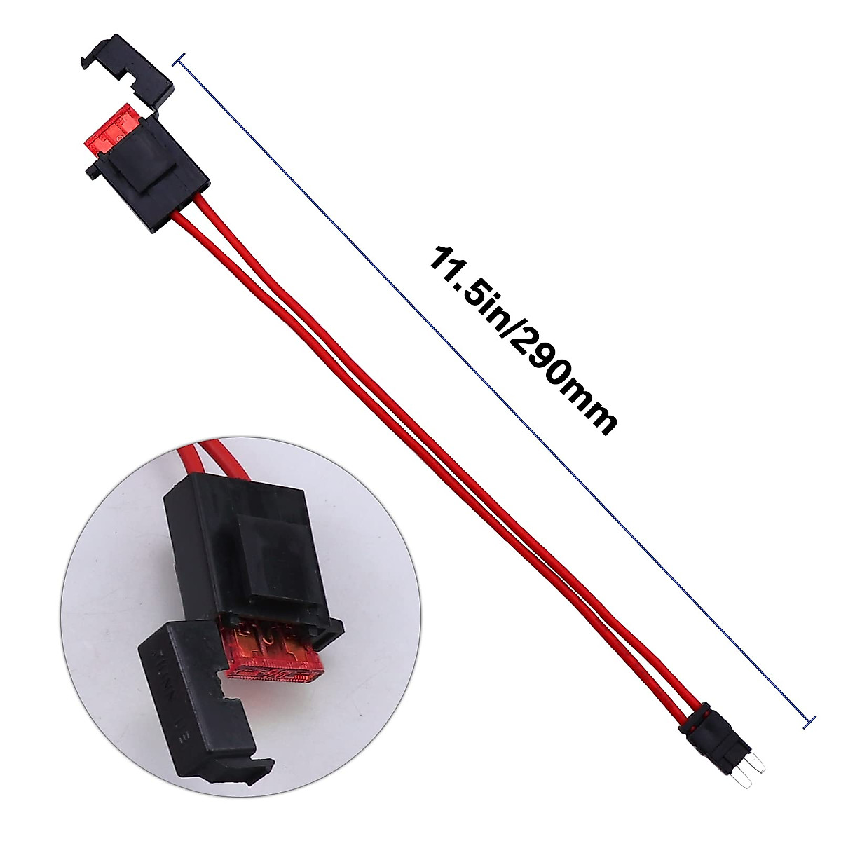 ZOOKOTO 32V 16 AWG Specialized Car Fuse Holder Connector 10A, Low Profile Mini Blade Type Fuse Holder for Mini ATM Fusebox Panels, with 2Pcs 10A Fuses,11.5 Inch