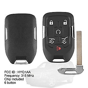 Self-Programmable Replacement for Proximity Smart Key Fob for 2015 2016 2017 2018 2019 2020 Chevy Suburban Tahoe GMC Yukon (FCC:HYQ1AA) 1 pcs