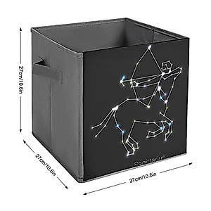Constellation Sagittarius Canvas Collapsible Storage Bins Cube Organizer Baskets with Handles for Home Office Car