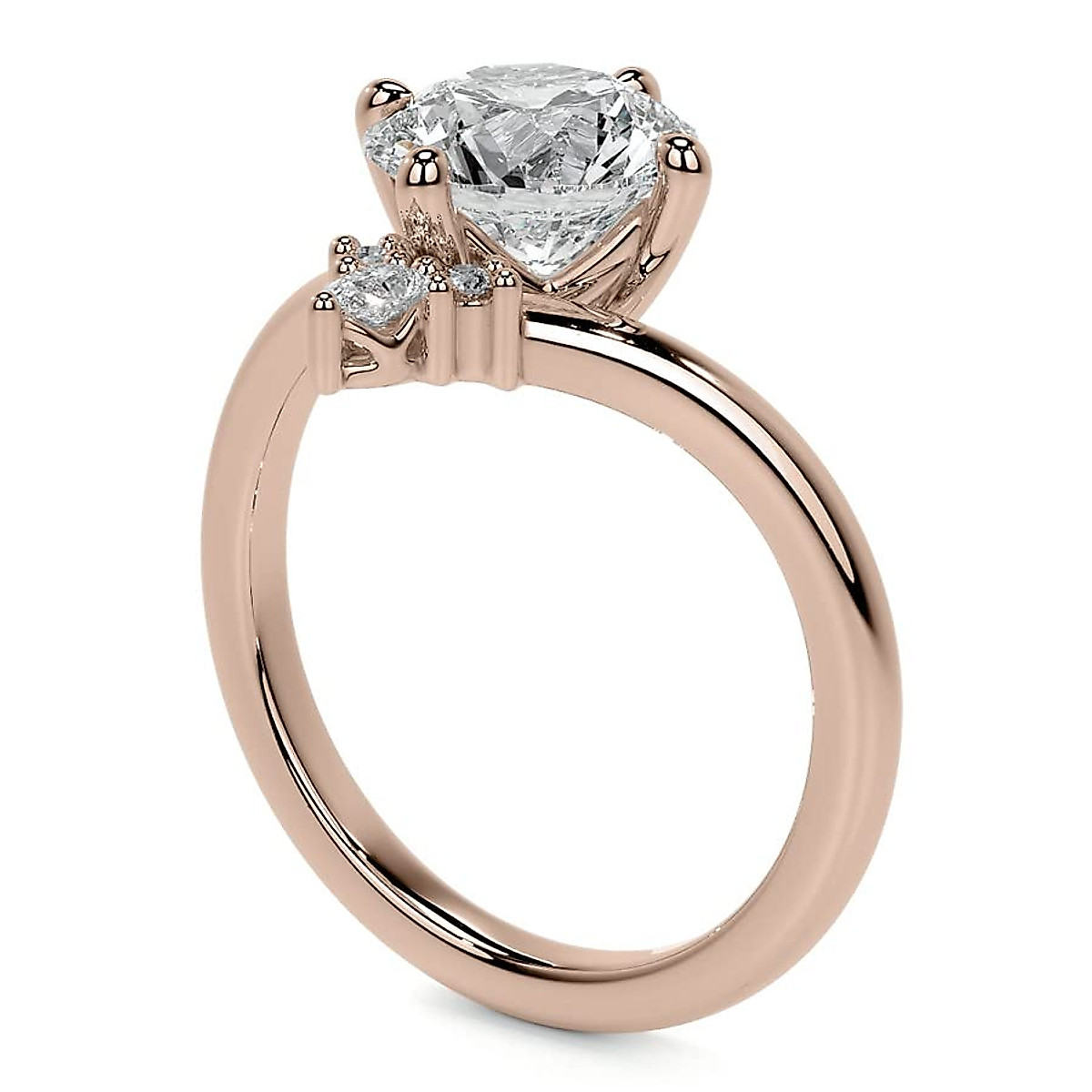 10K Solid Rose Gold Handmade Engagement Ring 2.50 CT Round Cut Moissanite Diamond Solitaire Wedding/Bridal Ring Set for Women/Her, Fancy Ring Gifts for Her