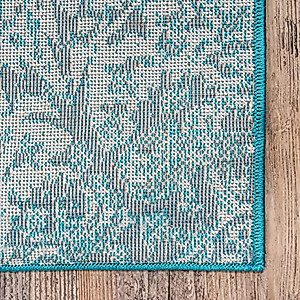 Rugs.com Monte Carlo Collection Rug – 6' x 9' Turquoise Medium Rug Perfect for Living Rooms, Large Dining Rooms, Open Floorplans