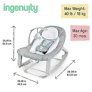 Ingenuity Keep Cozy 3-in-1 Grow with Me Vibrating Baby Bouncer, Seat & Infant to Toddler Rocker, Vibrations & -Toy Bar, 0-30 Months Up to 40 lbs (Weaver)