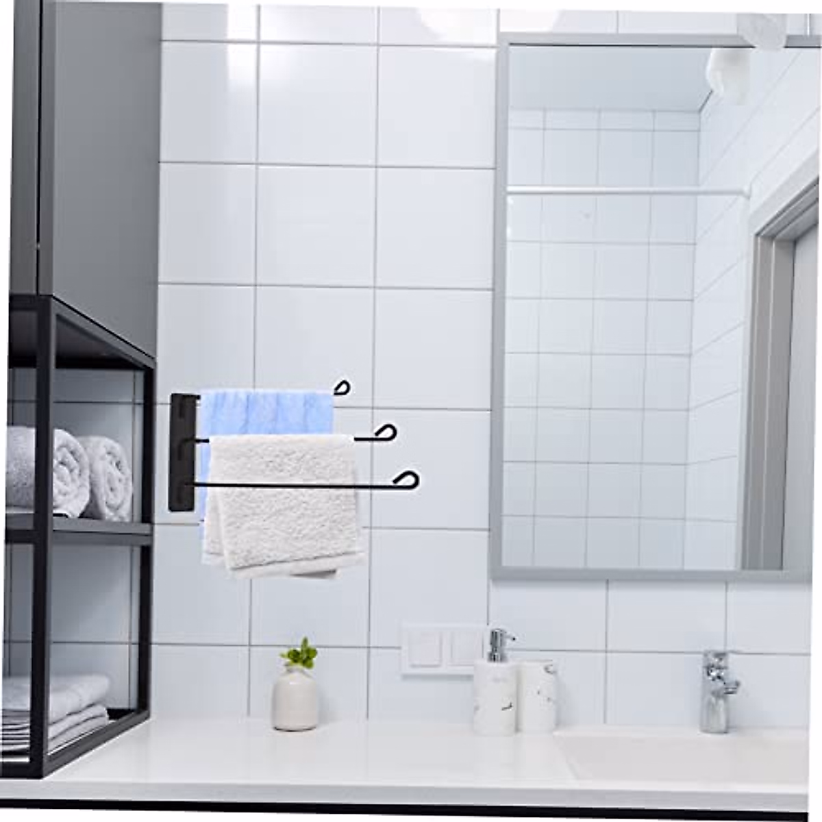 STOBAZA 4pcs Swivel Frame Wall Towel Rack Swivel Towel Rack Swing Hangers Wall Mounted Swivel Towel Rack Bathroom Swivel Towel Rails Towel Racks Bathroom Towel Rod Towel Rack Bathroom