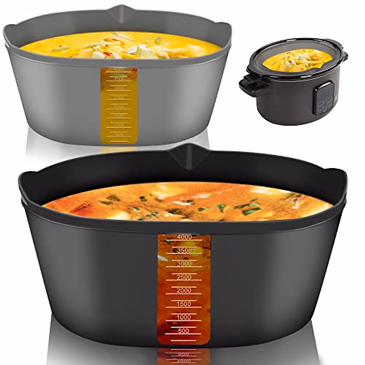 VYAJI 2PCS Silicone Slow Cooker Liners - Perfect compatible with Crockpot, Hamilton Beach, Elite Gourmet, Bella and any other 6,7,8QT slow cooker - Food-Grade Material, Easy Cleanup, Reusable, Eco-Friendly