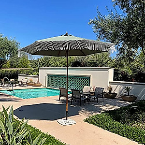 Formosa Covers 9ft 8 Ribs Replacement Umbrella CANOPY ONLY w/Tassel Luxurious Bohemian Valance for Outdoor Decor, Entertainment and Poolside (Sage Green)