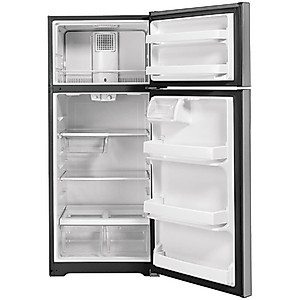 GE GTE18GTNRWW 28" Energy Star Qualified Top Freezer Refrigerator with 17.52 cu. ft. Capacity LED Lighting Adjustable Glass Shelves and Upfront Temperature Controls in White