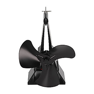 Hilitand Fireplace Fan, 3 Blade Wood Stove Fan, Thermal Sensing Powered Low Noise Aluminum Alloy Thermoelectric Fan, for Coal, Pellet or Wood, Valves
