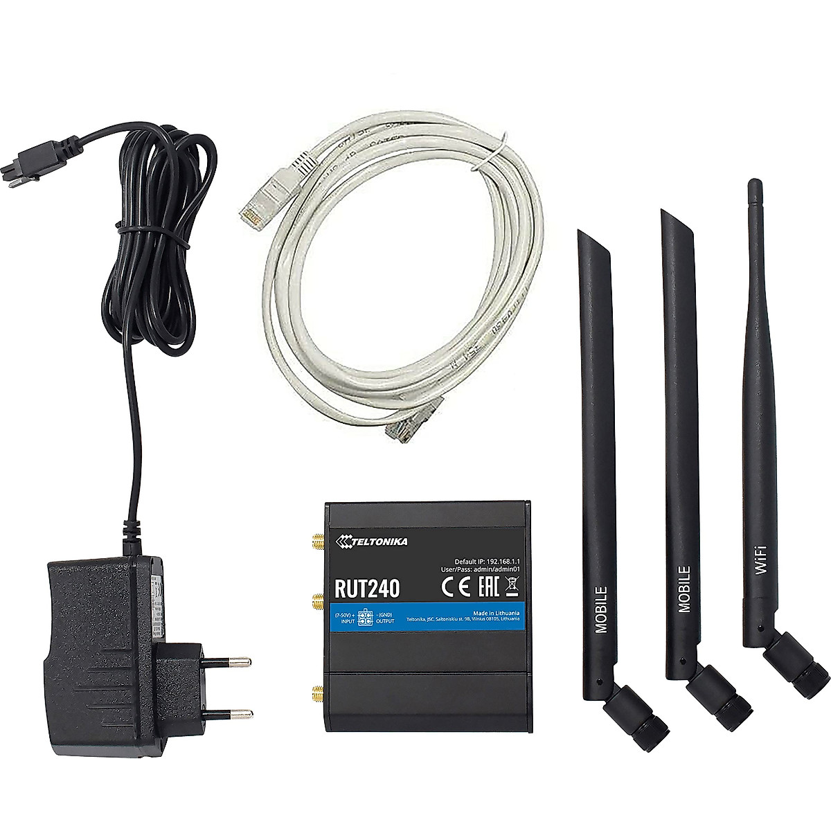 Teltonika RUT24001U000 - RUT240 LTE CAT4 Router (USA/Canada Carriers Excepte Verizon) with AC Adapter