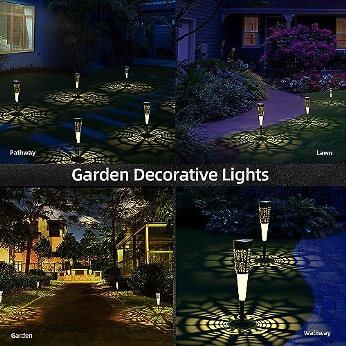 Halloween Decoration Solar Pathway Lights, Solar Garden Lights Outdoor Waterproof, Up to 12 Hrs, Solar Powered LED Landscape Lighting for Lawn, Patio, Yard, Walkway, Driveway, (Warm White) 4Pack