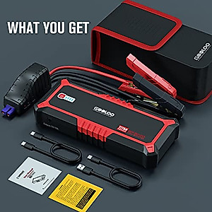 GOOLOO GP3000 Jump Starter, 3000A Portable Car Jump Starter for up to 10.0L Gas Engines & 8.0L Diesel, 12V SuperSafe Lithium Jump Box Battery Booster Pack, Auto Jump Starter with USB Quick Charge