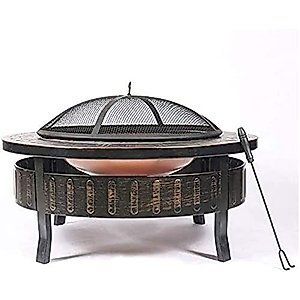 LEAYAN Garden Fire Pit Portable Grill Barbecue Rack Firepit Garden Metal Fire Pit Brazier Cover Backyard Patio Heater with Spark Outdoor Table Indoor and Outdoor with Cover BBQ Cooking for Camping