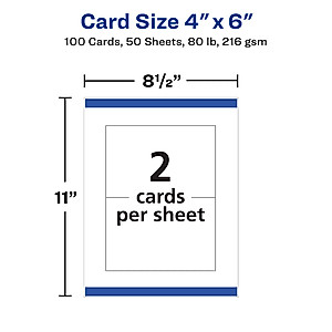 Avery Printable Cards, Laser Printers, 100 Cards, 4 x 6, U.S. Post Card Size (5389)