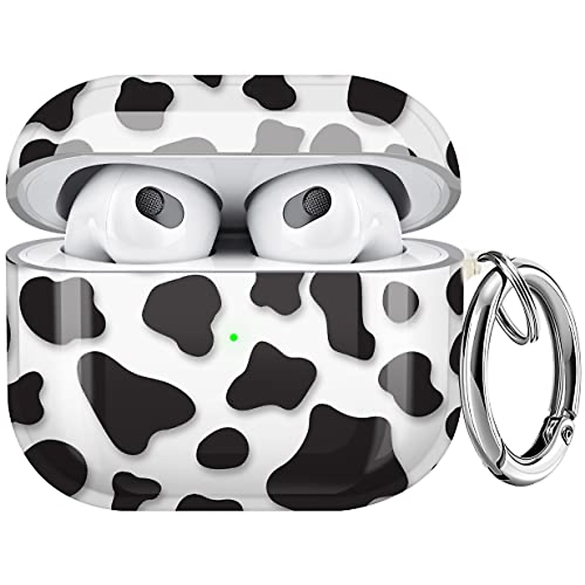 Maxjoy for AirPods 3 Case Cover, Clear AirPod 3rd Generation Case for Women Men Soft Protective iPod 3 Case with Keychain Designed for Apple Airpod 3rd gen Charging Case 2021, Cow Print