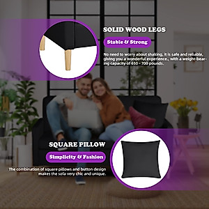 TYBOATLE Modern PU Leather Living Room Furniture 3 Pieces Sectional Sofa Couches Sets, Loveseat w/ 2 USB Charging Ports and Comfy Accent Arm Chairs for Small Space, Apartment, Office, Studio (Black)