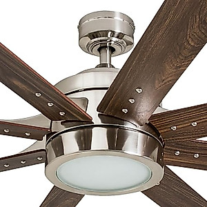 Honeywell Ceiling Fans Xerxes Modern 62 Inch Ceiling Fan with Light, Remote Control Fan, LED Indoor Fan with 8 Blades, French Oak and Gray Oak Blade Finish Options, Brushed Nickel (50608-01)