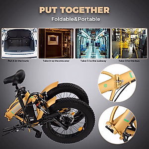 ECOTRIC Electric Bike 500W Folding Ebike 20" Fat Tire Foldable Electric Bicycle 48V 12.5AH Lithium Removable Battery Beach Snow Mountain E-Bike Commute Ebike for Adults Shimano 7-Speed