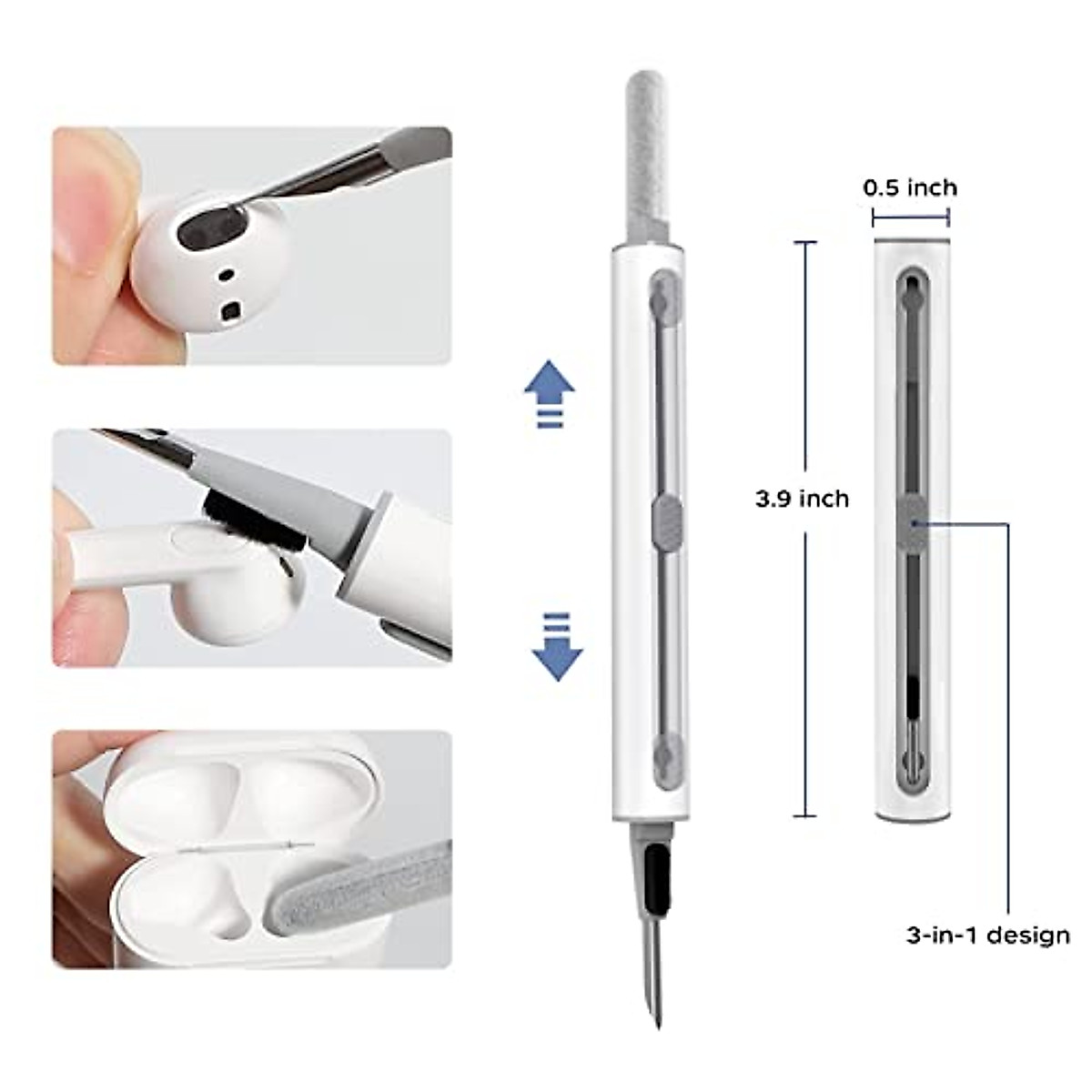 Tresoba Cleaning Pen for Airpods Cleaner Kit Compatible with Airpods Pro 1 2 Wireless Earphones, Airpods Cleaning Tools for Bluetooth Earphones Cleaning Pen (White-2)