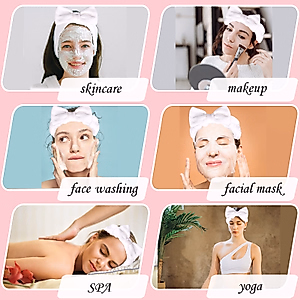 Spa Headband, Bow Makeup Headband for Washing Face, High Elasticity Bowknot Coral Fleece Skincare Headbands for Women Girls