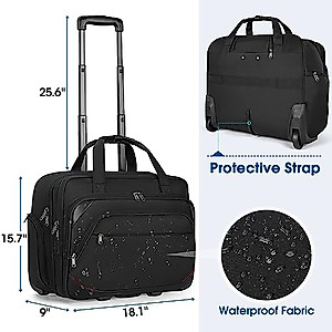 Rolling Laptop Bag Women Men Rolling Briefcase for Women with Wheels 17.3 Inch Rolling Computer Bags Laptop Case for Work Travel Business Laptop Roller Bag Overnight with RFID Pockets Carry on, Black