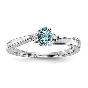 IceCarats 925 Sterling Silver Swiss Blue Topaz Diamond Ring Gemstone Band December Birthstone Jewelry Size 8.00