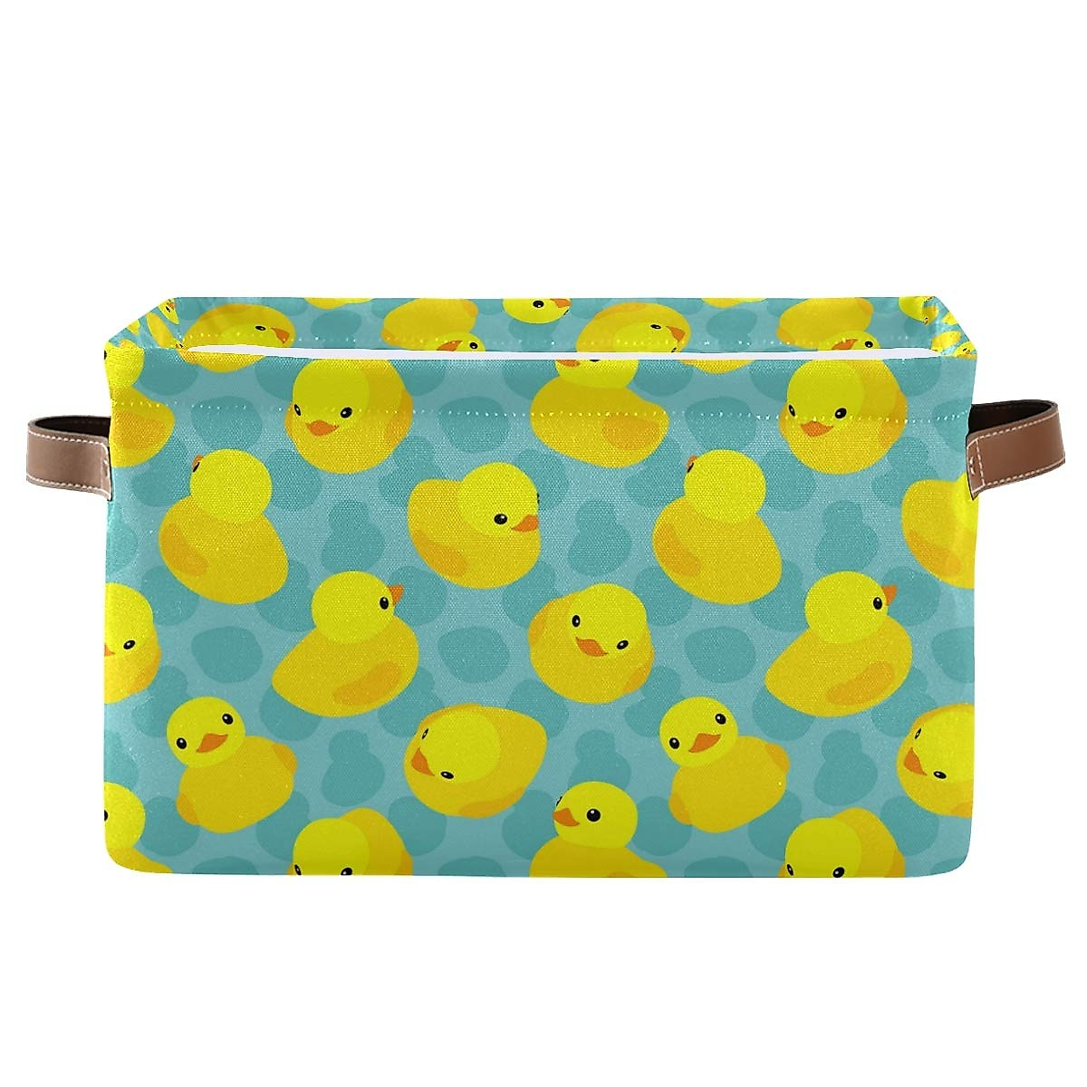 Rectangular Storage Bin Yellow Rubber Duck Basket with Handles - Organizer Bin for Toys, Books, Laundry Basket for Kids/Pets, Playroom
