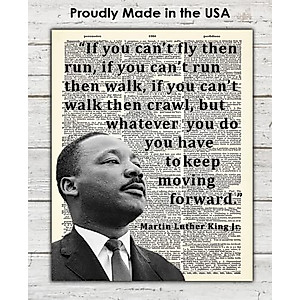 Inspirational Martin Luther King Poster "If You Can't Fly" 8x10 Motivational Wall Art & Positive Affirmations Wall Decor for Bedroom Teen Girl Boy - MLK Quotes Decor & Office Decor for Men, Women