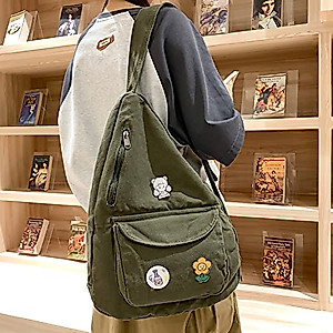 PRAGARI Sling Bag for Women Crossbody Backpack Shoulder Chest Bag Daypack Small Green Travel Canvas Casual Hiking Outdoor