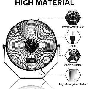 InfiniPower 24 Inch Industrial Wall Mount Fan, 3 Speed Commercial Ventilation Metal Fan for Warehouse, Greenhouse, Workshop, Patio, Factory and Basement - High Velocity, black
