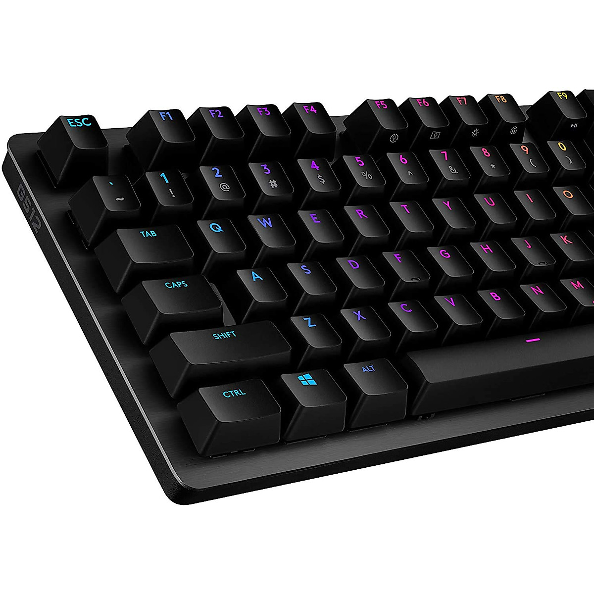 Logitech G512 Lightsync RGB Mechanical Gaming Keyboard, Carbon English Layout GX Blue Switch, Brushed Aluminum Case, USB Pass Through, 920-008936 (Renewed)