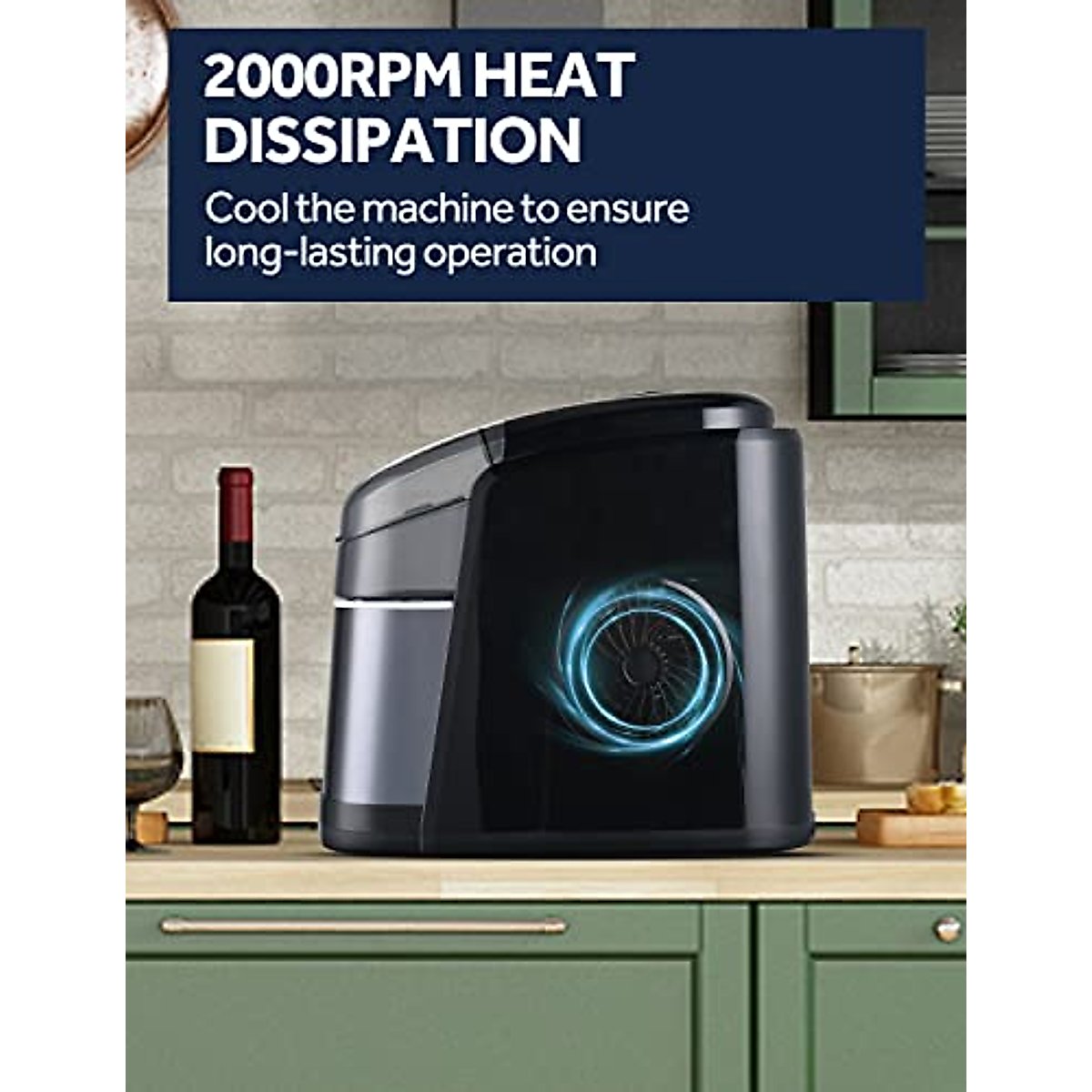 Ice Maker Countertop Machine with Self-Cleaning Function，26LBS in 24 Hours, 9 Bullet Cubes Ready in 6 Mins, Compact Ice Cube Maker with Ice Scoop & Basket for Home Kitchen Office Bar (Black)
