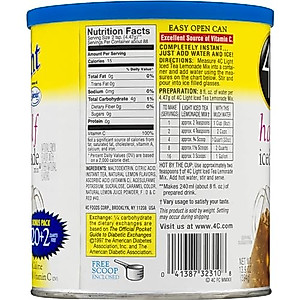 4C Light Powdered Drink Mix Cannisters, Zero Sugar Half & Half, 22 Quarts, Family Sized Cannister, Low Calorie, Thirst Quenching Flavors (Light Half & Half, 13.9 Ounce (Pack of 2))