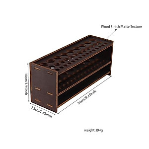Pen Holder Rack, Paint Brush Holder, Makeup Brush Storage Display Artist Brush Organizer for Sketch, 24cmx7.5cmx10cm, Dark Wood