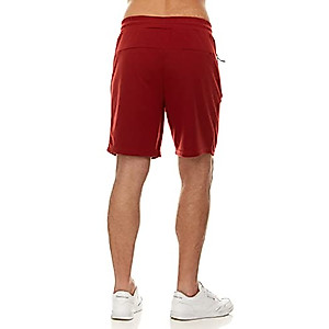 PURE CHAMP Mens Shorts 3 Pack Tech Fleece Gym Shorts for Men Athletic Workout Shorts with Zipper Pocket and Drawstring Size XS-3XL(SET-02 L)