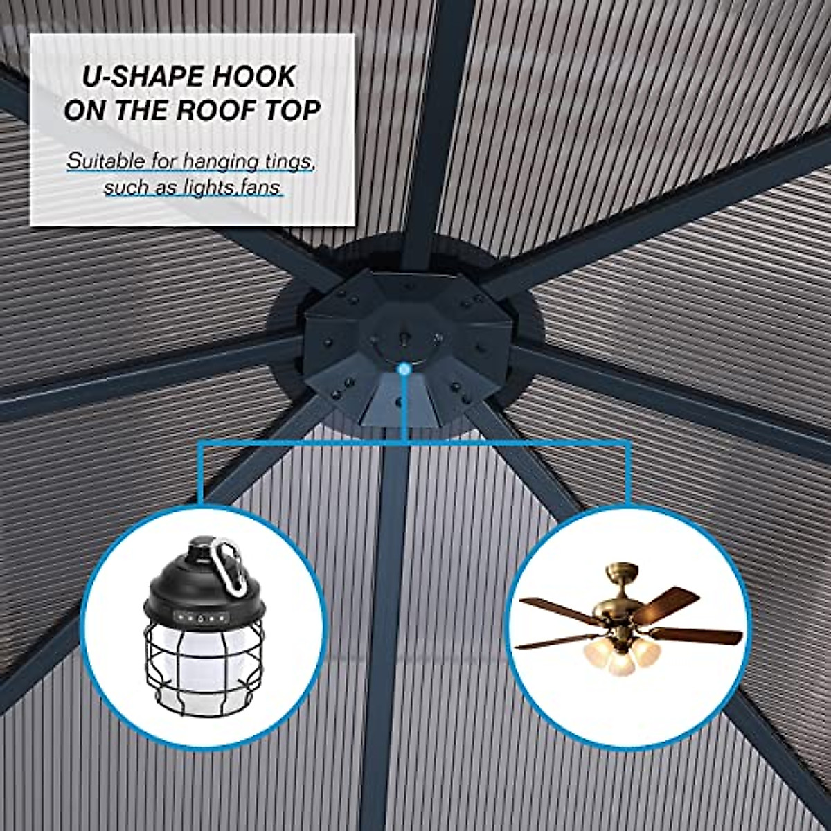 COOSHADE 10×10 Hardtop Patio Gazebos Waterproof Outdoor Gazebo with Curtains and Mosquito Netting (Dark Grey)