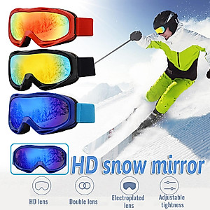 OSTF 1 Pack Ski Goggles, Snowboard Snow Goggles for Men Women Kids Adult Youth, UV Protection Anti-fog Motorcycle Goggles