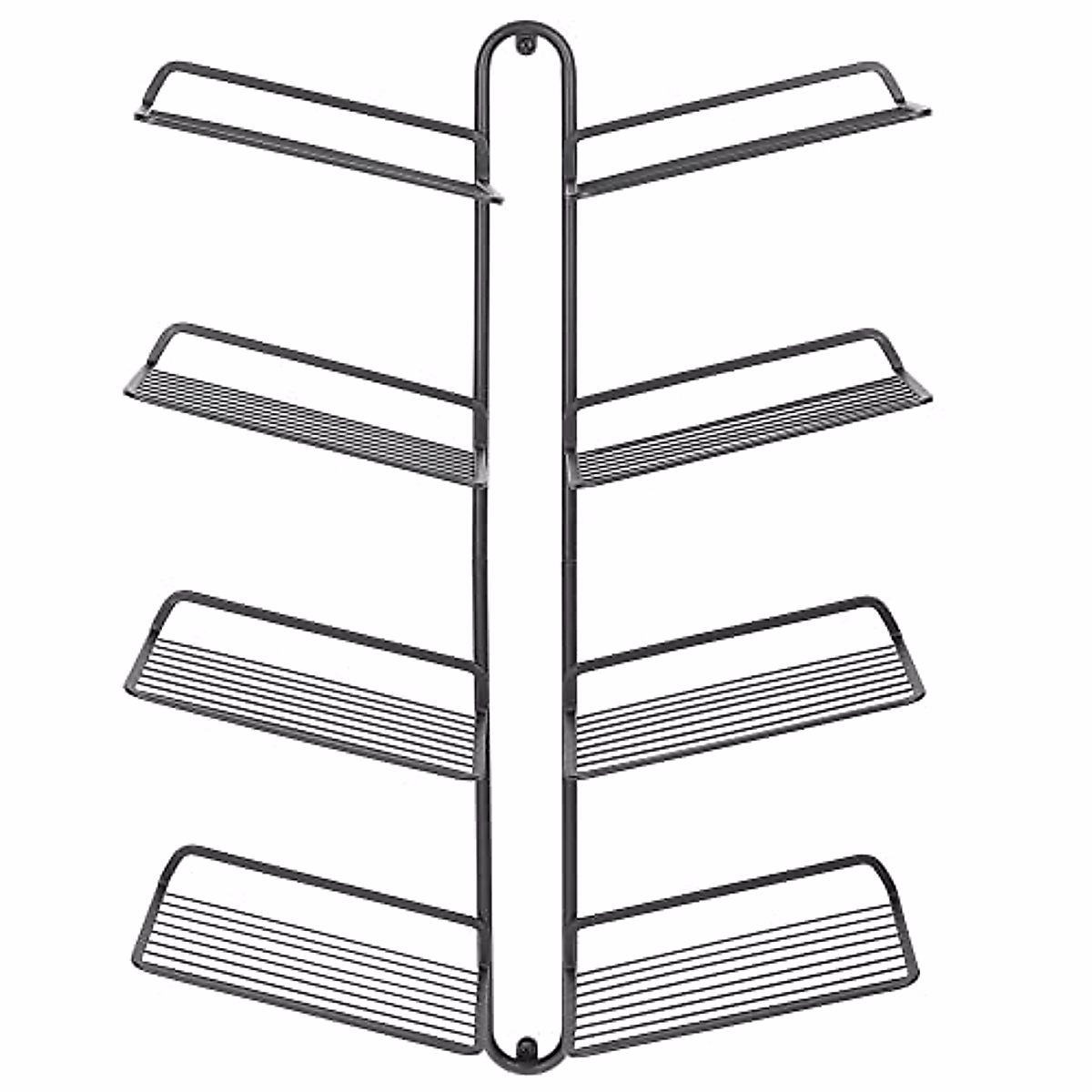 mDesign Modern Metal Shoe Organizer Display & Storage Shelf Rack - Hang & Store Your Collection of Kicks, Running, Basketball, Trainers, Tennis Shoes, Holds 16 Shoes, Wall Mount; 2 Pack- Graphite Gray