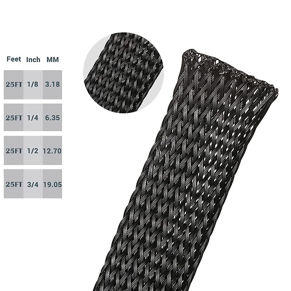 10ft-1inch PET Expandable Braided Sleeving Wire Loom Cable Sleeves Automotive Wire Sleeve Cable Management Wrap Wire Protector Tubing Desk Wire Organizer for Home, Office, Audio HDMI Cable, Black