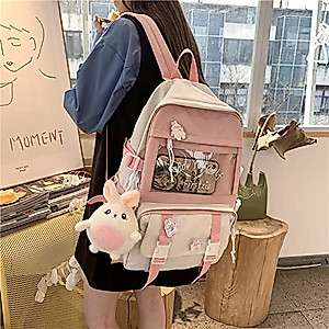 ncduansan Kawaii Backpack with Kawaii Pin and Accessories Cute Kawaii Backpack for School Bag Kawaii Girl Backpack Cute(Green)