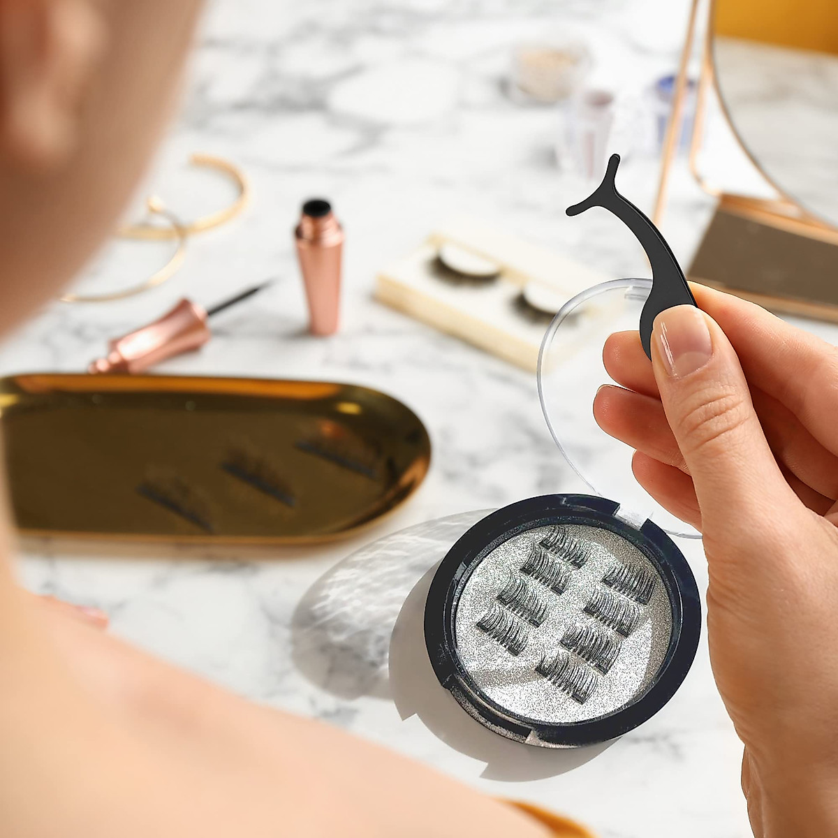 Dual Magnetic Eyelashes, Half Lash, Accent Lashes, Light Weight & Reusable, Updated 3D False Eyelashes with Applicator(8pcs)