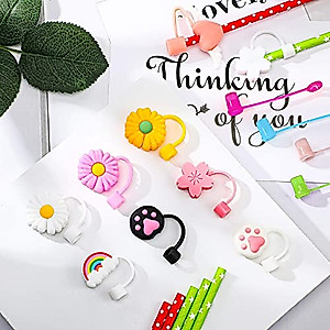 27 Pieces Straw Tips Cover Reusable Drinking Straw Lids, Silicone Straw Plug Drinking Dust Cap, Colorful Drinking Straw Caps for 6-8 mm Straws Anti-dust Straw Tips Plugs (Straw Not Included)