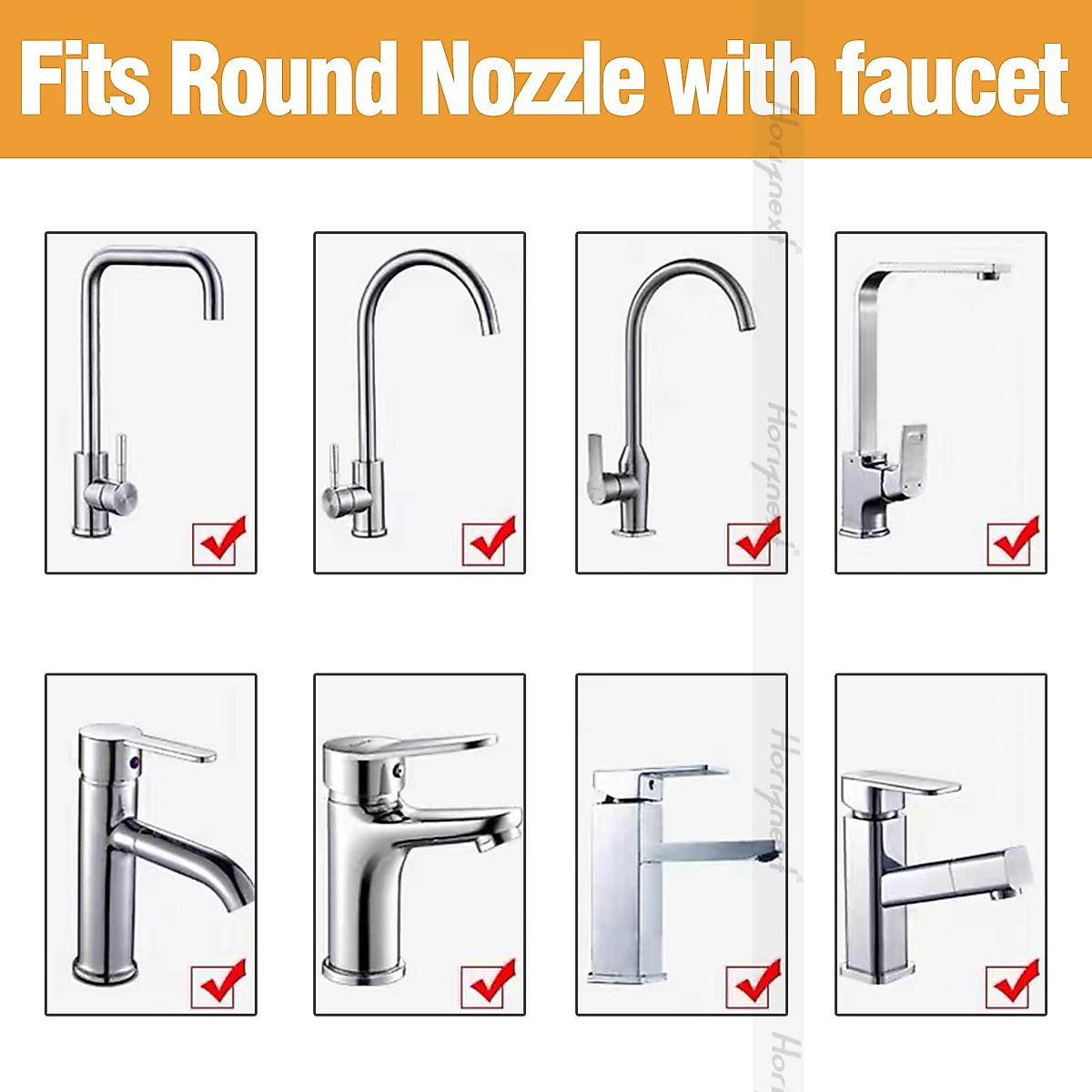 Horiznext Faucet Aerator, 360° Swivel Sprayer Attachment for Kitchen and Bathroom Sink Tap 2 flow mode, 1.8GPM, chrome plated brass leadfree (1 pc)