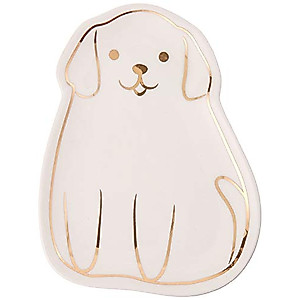Abbott Collection 27-STEEP Dog Teabag/Trinket Plate-Wht-4.5" L, 4.5 inches long, White