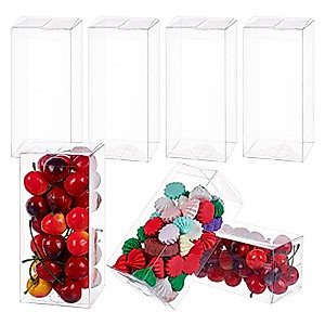 BENECREAT 20 Pack 2.7x2.7x6.3 Plastic Boxes Rectangle Plastic Party Favor Boxes for Wedding Party Treat Candy Cupcakes