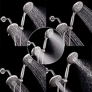 SR SUN RISE Shower System with Handheld Shower and Rain Shower Combo Set High Pressure 5-spray Dual 2 in 1 Shower Faucet Patented 3-way Diverter Brushed Nickel (Valve Include）