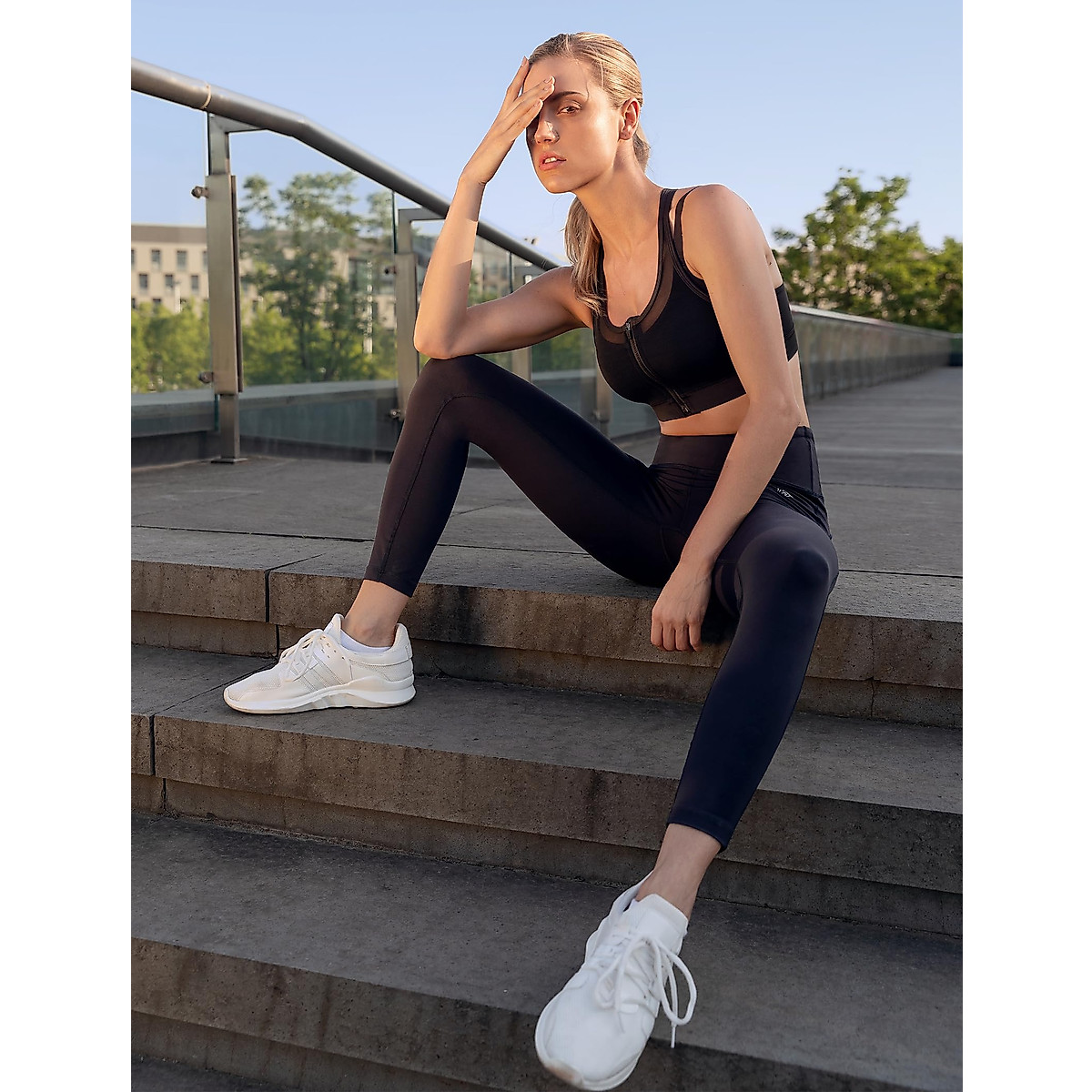 Yvette High Impact Women Sports Bra Front Closure Double Deck Mesh Running Bra for Plus Size, 08AGrey, L(DF)